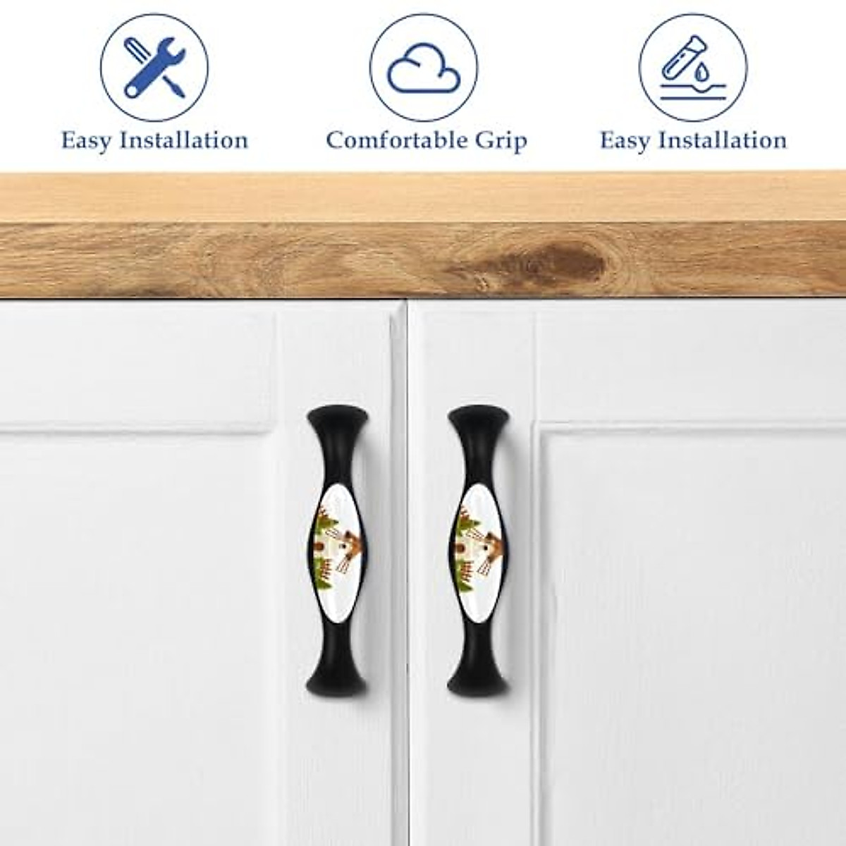 Lyetny Hardware Handle Pull with Screw, Cabinet Handles Drawer Pulls for Outdoor, Garage & Drawer, Windmill Fairy with Wooden Fence, Grass, Trees