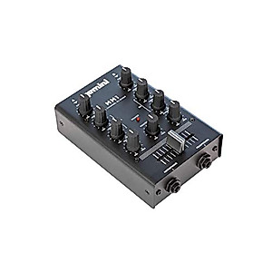 Gemini Sound MM1 Professional Audio 2-Channel Dual Mic Input Stereo 2-Band Rotary Compact DJ Podcast Mixer with Cross-Fader and Individual Gain Control