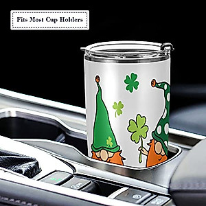 xigua St.patrick's Day Cartoon Gnome 20oz Tumbler with Lid and Straw,Vacuum Insulated Stainless Steel Water Cup,Hot and Cold Drink Cup for Car,Sports, Household, Travel 1