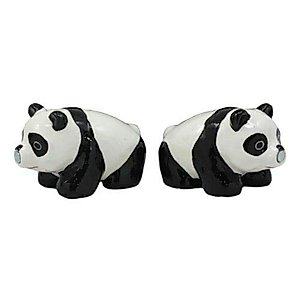 Set Of 1 Ceramic Giant Panda Bears Salt And Pepper Shakers Holder Figurine