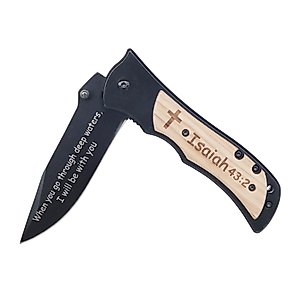MRSLYFQH Christian Scripture Gifts Utility Tool,Engraved Bible Verse Catholic Confirmation Baptism Gifts,Pastor Gifts (Isaiah 43:2)