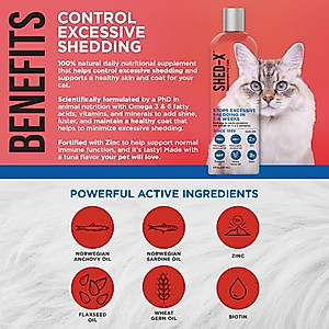 Shed-X Liquid Cat Supplement, 8oz – 100% Natural – Shed Defender, Help Excessive Cat Shedding with Cat Supplements of Essential Fatty Acids, Vitamins, and Minerals