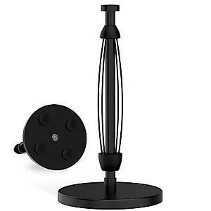 VEHHE Black Paper Towel Holder Countertop, Perfect Tear Paper Towel Holder Stand with Suction Cups, Bathroom Paper Towel Holder Made of Stainless Steel for Easy One-Handed Operation|Black