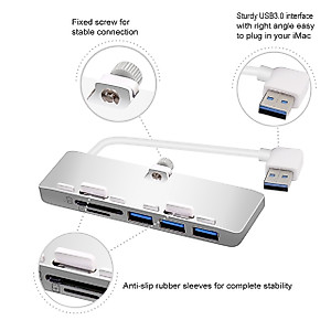 Cateck iMac USB 3.0 Hub Adapter with 3 USB 3.0 Ports+SD/Micro SD Card Reader Combo,Ultra-Thin Premium Aluminum iMac Hub Dock Compatible with Model Released November 2012 or Later