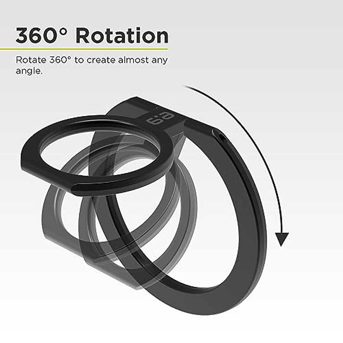 PureGear Magnetic Phone Grip, Magnetic Phone Ring Stand, Magnetic Phone Ring Holder for MagSafe iPhone 14, 14 Plus, 14 Pro, 14 Pro Max, 13, 13 Pro, 13 Mini, 13 Pro Max, 12, Adjustable Kickstand(Black)