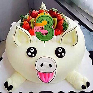 2.76 Inches Large Number Candles Birthday Candles Cake Numeral Candles Topper Decoration for Birthday Celebration Reunions Anniversary Party Supplies (Green Number 6)