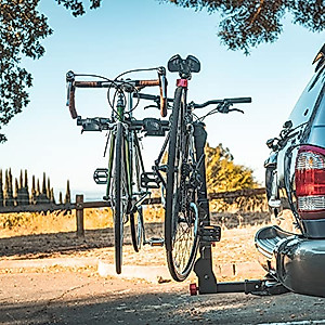 BougeRV Hitch Bike Rack Locking Feature Easy Assembly with 2'' Hitch Receiver, Foldable 4-Bike Hitch Carrier Rack for Car, Pull for Trunk Access, fit for SUV and Truck (165LB Capacity)