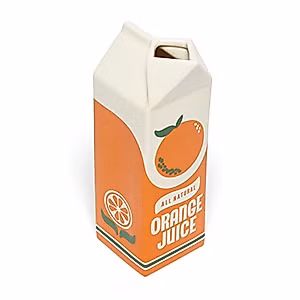 ban.do Vintage Inspired Rise and Shine Decorative Ceramic Vase, Unique Home/Kitchen/Office Accent, Orange Juice