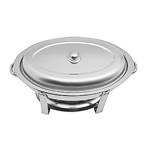 Shikiy 8.45QT Chafing Dish Food Warmer Pan, Stainless Steel Oval Chafers for Catering, Buffet Servers Food Heating Trays Buffet for Dinners, Catering, (Silver)