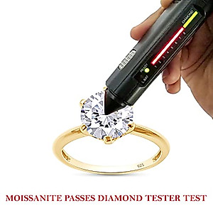 SAVEARTH DIAMONDS Solitaire Style, 1.75 Carat 8.5MM Round Cut Lab Created Moissanite Diamond Engagement Wedding Promise Ring In 14K Yellow Gold Over Sterling Silver1 1/2 Cttw-5.5