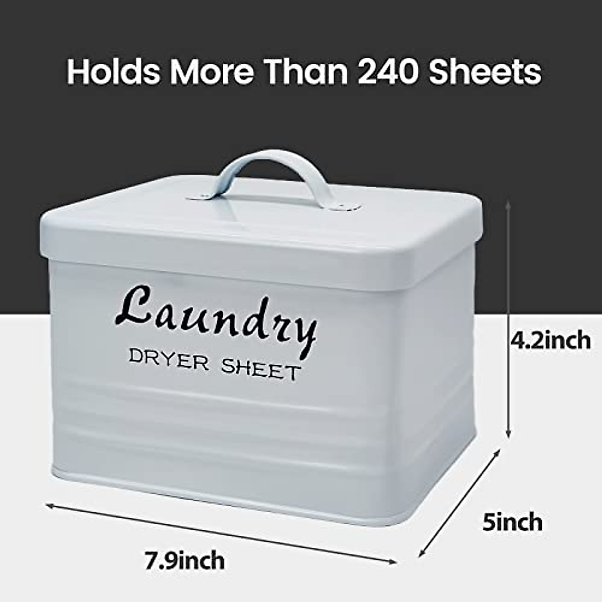 Farmhouse Metal Dryer Sheet Dispenser with Hinged Lid, Rustic Dryer Sheets Holder for Laundry Room Decor, Dryer Sheet Container Box Laundry Storage Organizer for Laundry Room Fabric Softener Sheets
