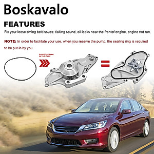 Boskavalo Engine Timing Belt Kit with Water Pump Compatible with 2003-2018 Honda Accord Pilot Crosstour Odyssey Ridgeline Acura MDX RDX RL TL TSX ZDX Saturn Vue Replaces TKH002 19200-RDV-J01 TCKWP329