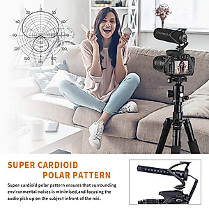 comica CVM-V30 LITE Video Microphone,Super-Cardioid Condenser On-Camera Shotgun Microphone for Canon Nikon Sony Panasonic DSLR Cameras,Mic for iPhone Android Smartphone with 3.5mm Jack(Black)