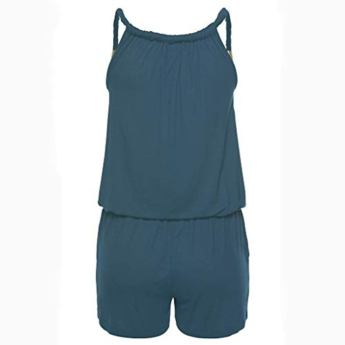 Mitiy Women Summer Solid Sleeveless Spaghetti Strap Jumpsuit Casual Stretchy Short Pant Rompers