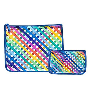 Clear Designer Zipper Insert (Set of 2) Travel Organizer Storage Pop In Bogg Bag (Stripes)