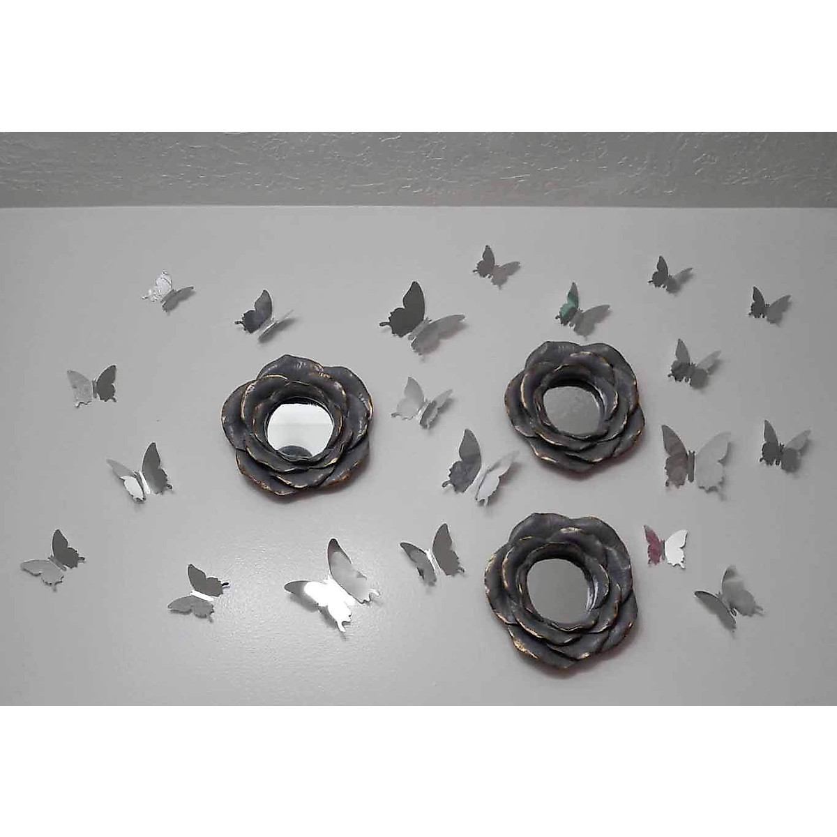 24pcs DIY Mirror 3D Butterfly Removable Mural Stickers Wall Stickers Decal for Home and Room Decoration