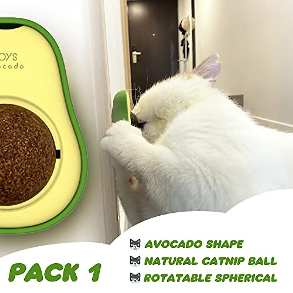 3 Pack Catnip Ball Toys, Squash Edible Cat nips Organic Balls, Catnip Ball Wall Mount, Crab Avocado Catnip Cat Toy for Cats Kittens Lick, Teeth Cleaning, Natural Effective Engaging Play (Blue)