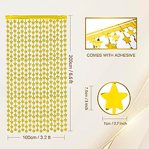 LOLStar 2 Pack Gold Stars Birthday Decorations 3.3X6.6 ft Each Glitter Gold Backdrop Foil Fringe Curtains,Bridal Baby Shower Decorations Perfect for Wedding Anniversary Graduation Party Decorations