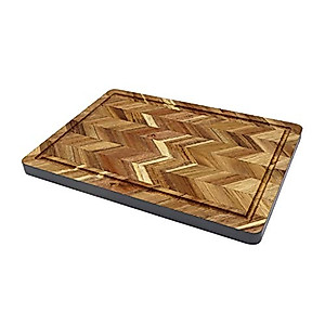 GENIGW Acacia Wood Cutting Board with Juice Groove Rectangle End Grain Chopping Serving Boards Wood Kitchen Cutting Board