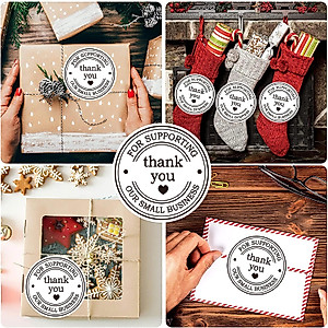 1.5" Round Thank You Stickers - Printed Thank You for Supporting Our Small Business Stickers with Hearts - 500 Thank You Labels Per Roll