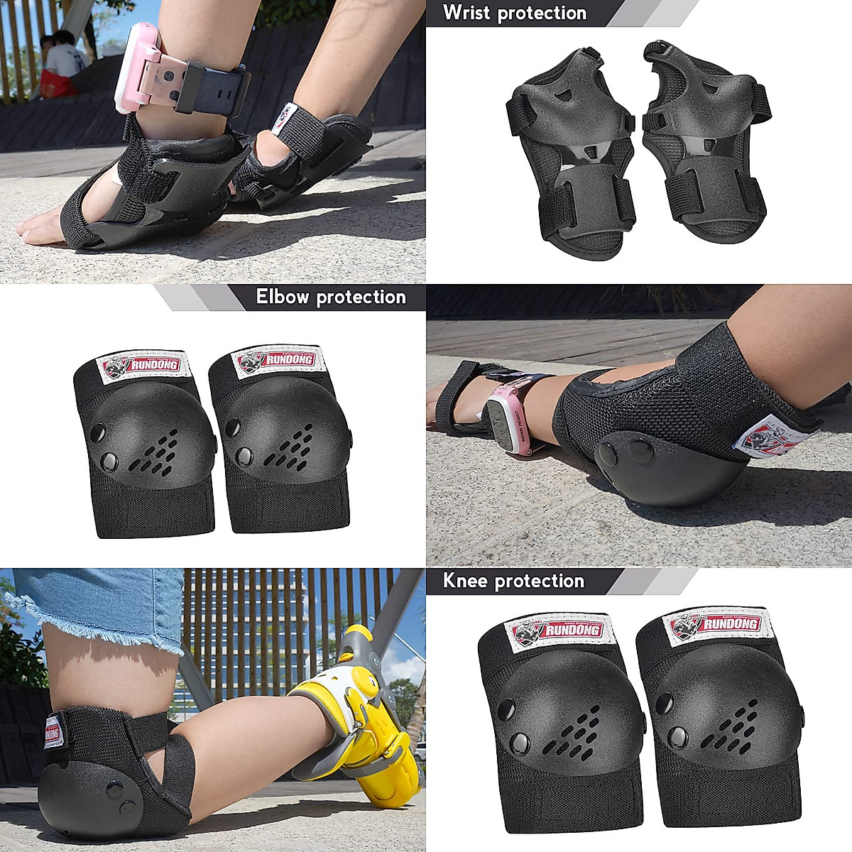 SOHOUR HOME Youth/Kids Knee Pads Elbow Pads Wrist Guards Protective Gear Set for 3-15 Years Child Roller Skates, Skateboard, Cycling, Inline Skating, BMX Bike, Scooter Riding and Other Outdoor Sports