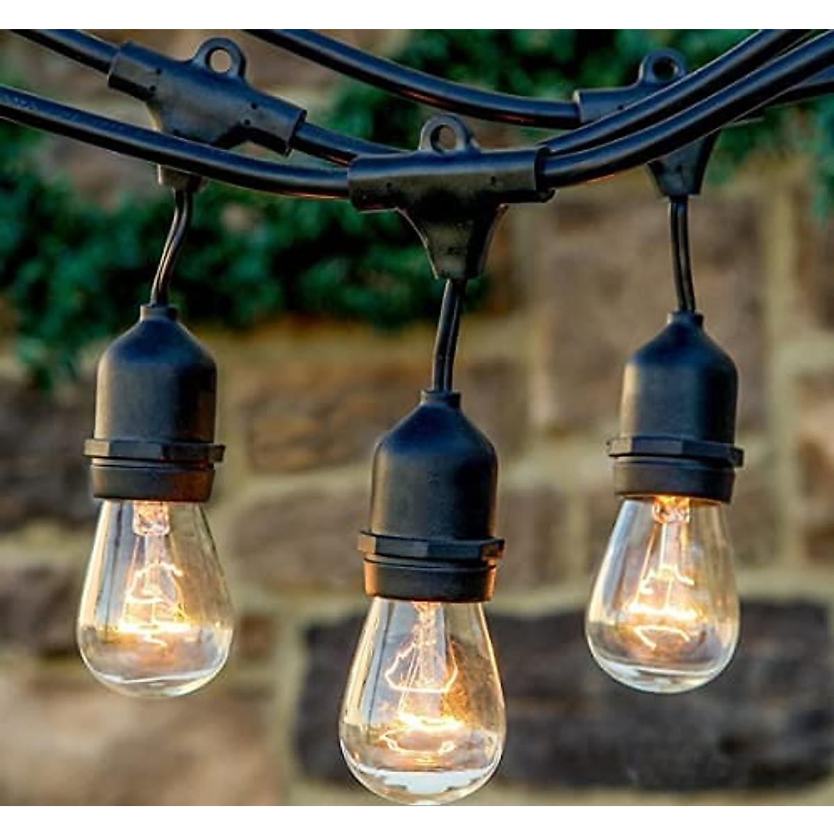 Joursdela 96FT 2-PACK outdoor string light 30 Incandesent edison string light ST14 clear bulb linkable and dimmable for patio, bistro garden Christmas decor