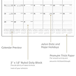 Calendar 2023: Monthly Wall Calendar with Julian Date, Major Holiday, Thick Paper, Twin-wire Binding, Great for Planning & Organizing, 12 Months hanging calendar from January 2023 to December 2023, Size 14.5” x 11.5”