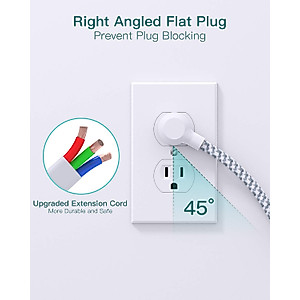 Power Strip Surge Protector - Addtam 10Ft Long Extension Cord with 6 Outlets and 3 USB Ports, Flat Plug Overload Surge Protection Outlet Strip, Wall Mount for Home, Office and More