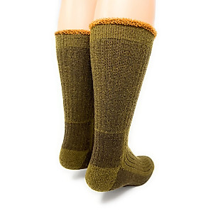 WARRIOR ALPACA SOCKS - Heavy-Duty Terry Lined Endurance Alpaca Socks (Mountain Green/Gold, Large)