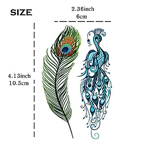 Yesallwas 6 Sheets Small Feather Temporary Tattoo Sticker Fake peacock Tattoos for Women Girls Models,Waterproof Long Lasting Body Art Makeup Sexy Realistic Arm Tattoos