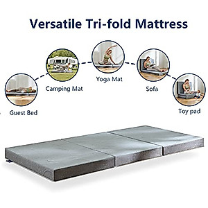 IYEE NATURE Tri Folding Mattress, 6 inch Twin XL Folding Memory Form Mattress Topper with Washable Cover, Fodable Mattress for Camping, Guest, Yoga - 78"x38"x6"