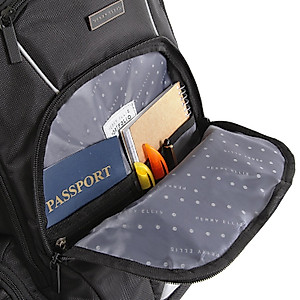 Perry Ellis Men's 9-Pocket Business Professional Laptop Backpack-P350, Black, One Size