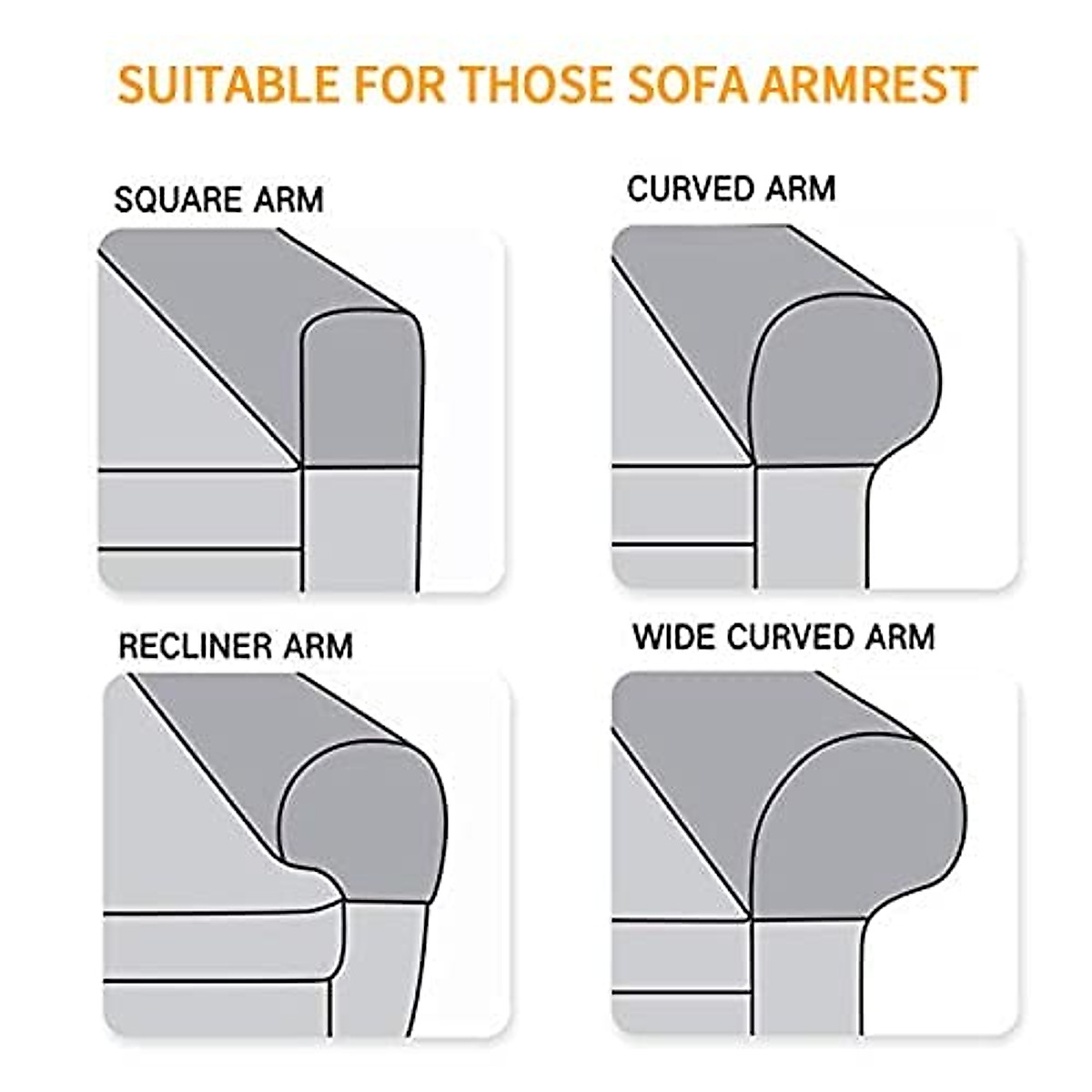 SXNING Jacquard Armrest Covers Stretch Chair Sofa Arm Protectors Removable Sofa Arm Rest Cover Detachable Sofa Cover Protector 2pcs/Set (Khaki), Length:45.7-53.3cm/18-21 inches