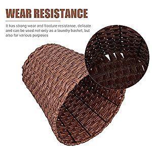 Zerodeko Wicker Laundry Hamper Round Rattan Woven Laundry Basket Dirty Clothes Hamper Decorative Wastepaper Storage Basket for Laundry Room Bathroom Bedroom Coffee