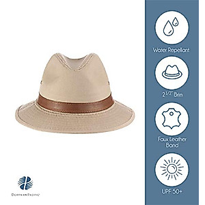 Dorfman Pacific Men's One-Piece Canvas Faux Leather-Trim Safari Hat,Black,Medium