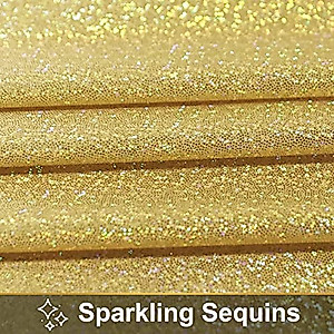 Spotjoy Sequin Rectangle Tablecloth 60 x 84 Inch, Sparkle Glitter Table Cloth for Parties, Decorative Shiny Tablecloths for Wedding Birthday Banquet, Gold