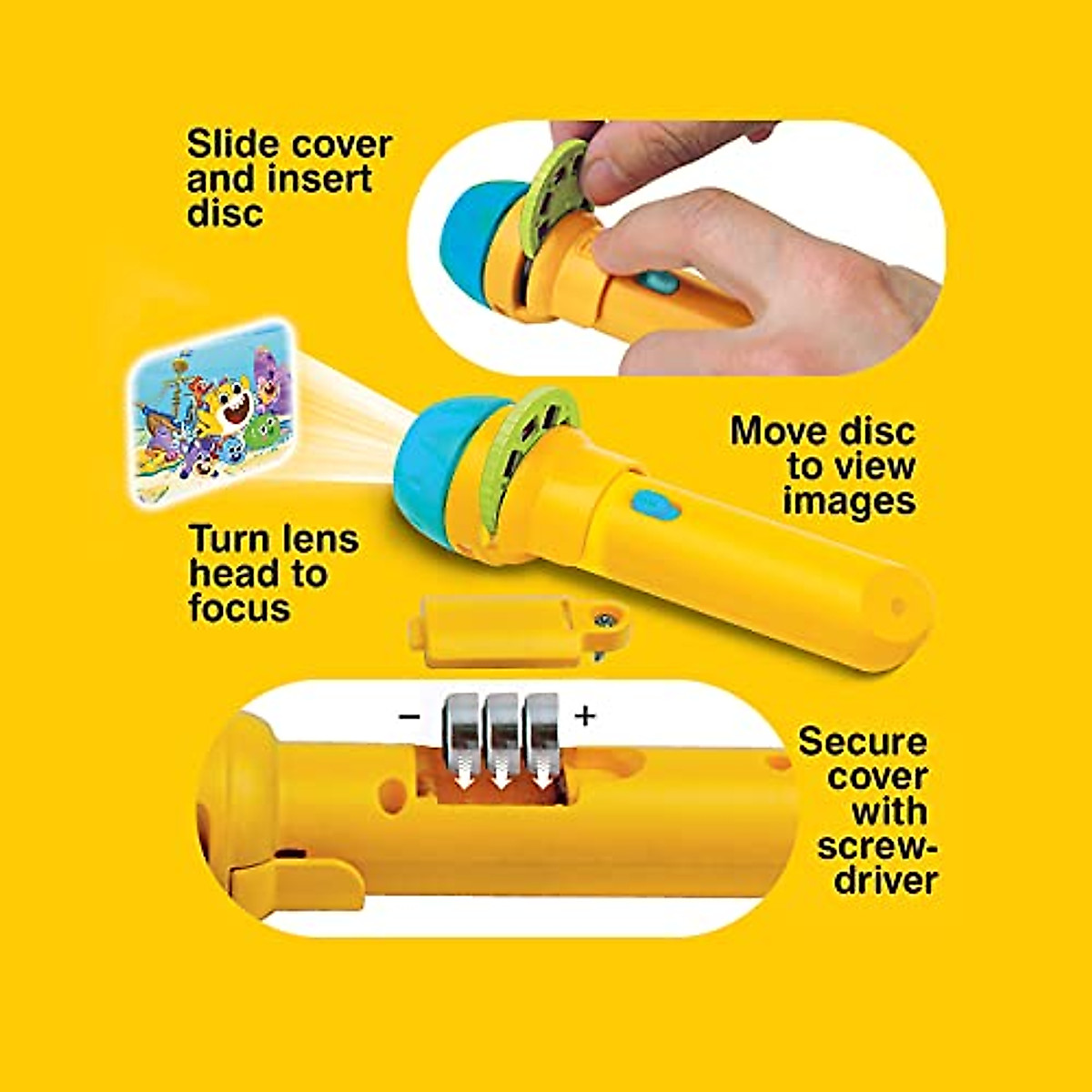 Nickelodeon Baby Sharks Big Show! Torch & Projector, View All Your Favorite Characters, 39" Projections, Kids Ages 3+