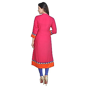 Indian Women's Embroidered Rayon Kurti Red Top By Chichi, Large