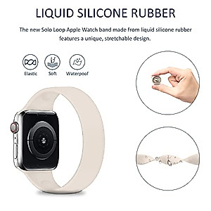 Solo Loop Strap Compatible with Apple Watch Band 38mm 40mm 41mm, Sport Elastics Silicone Apple Watch Bands Women Men, Replacement Wristband for iWatch Series 8 7 6 5 4 3 2 1 SE (Starlight 38S)