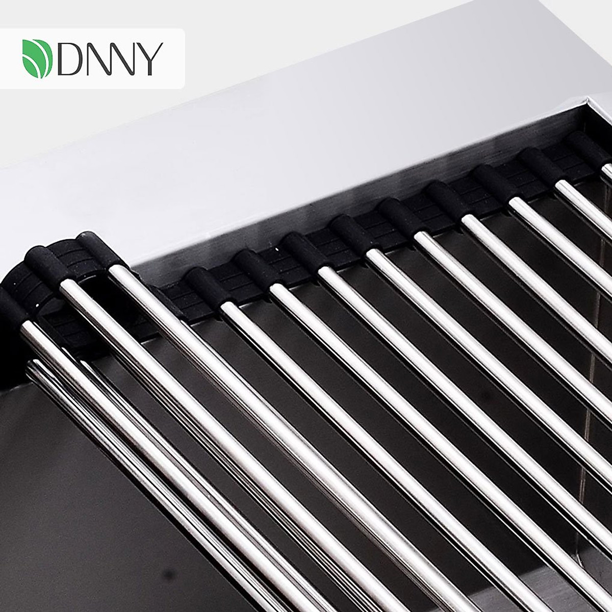 Dish Rack Sponge Holder Stainless Steel RV Roll up Shelf Over Sink Drainer for Recreational Vehicle Large (17.2x15.7x0.7) inch