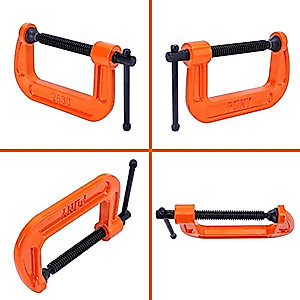 PONY Malleable Iron C-Clamp Set, 3-Piece, (1", 2", 3") Orange