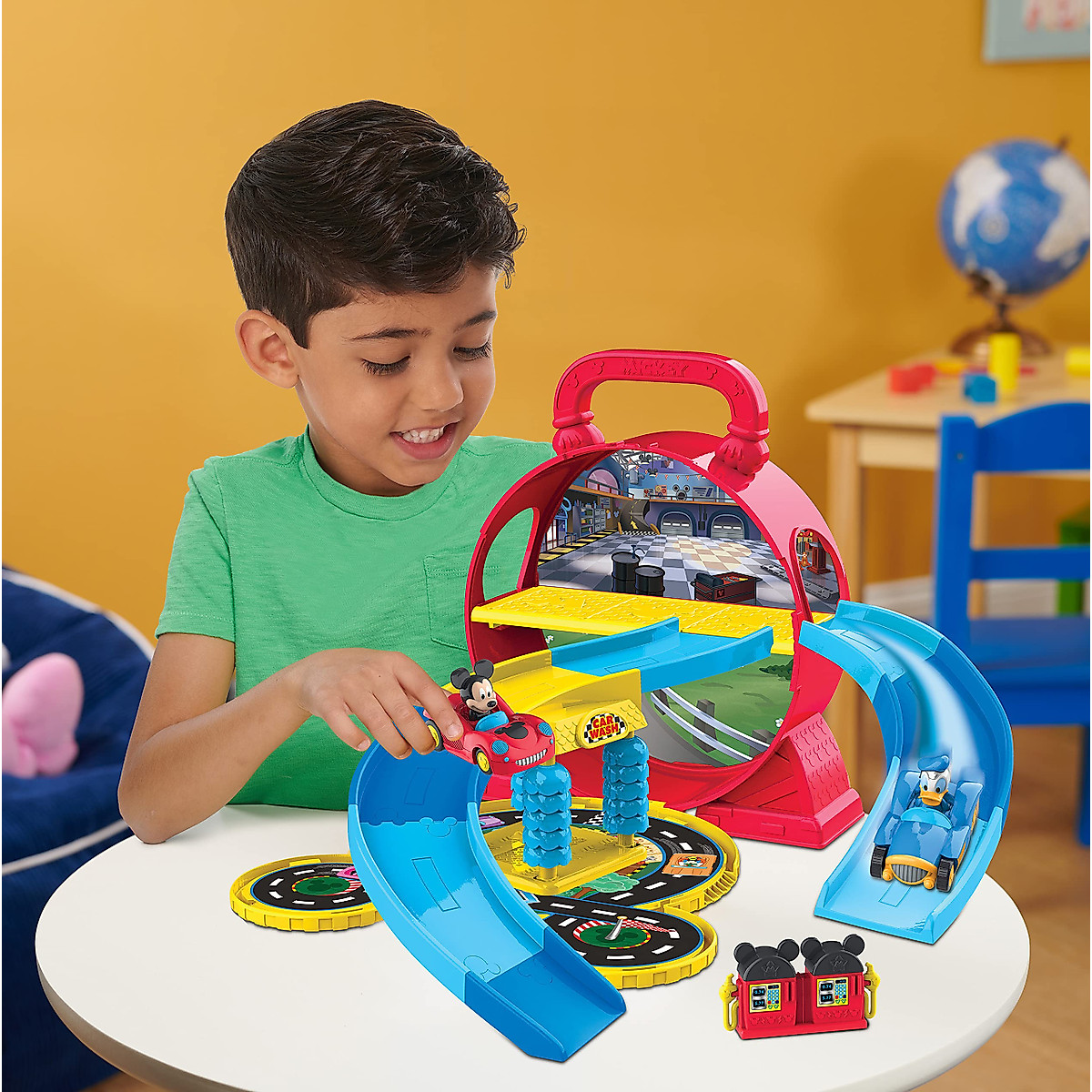 Disney Junior Mickey Mouse Stow ’n Go Garage, Figure and Vehicle Playset, Officially Licensed Kids Toys for Ages 3 Up by Just Play