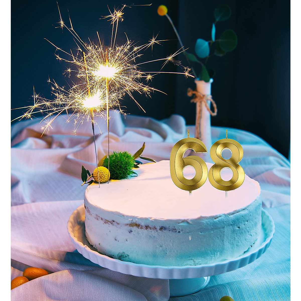 Gold 68th & 86th Birthday Candles,Gold Number 68 86 Cake Topper for Birthday Decorations Party Decoration
