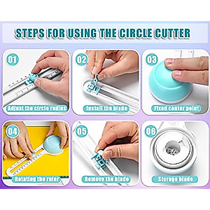 MyLifeUNIT Circle Cutter, Circular Rotary Cutter for Paper Crafts Scrapbooking (Included 6 Blades)