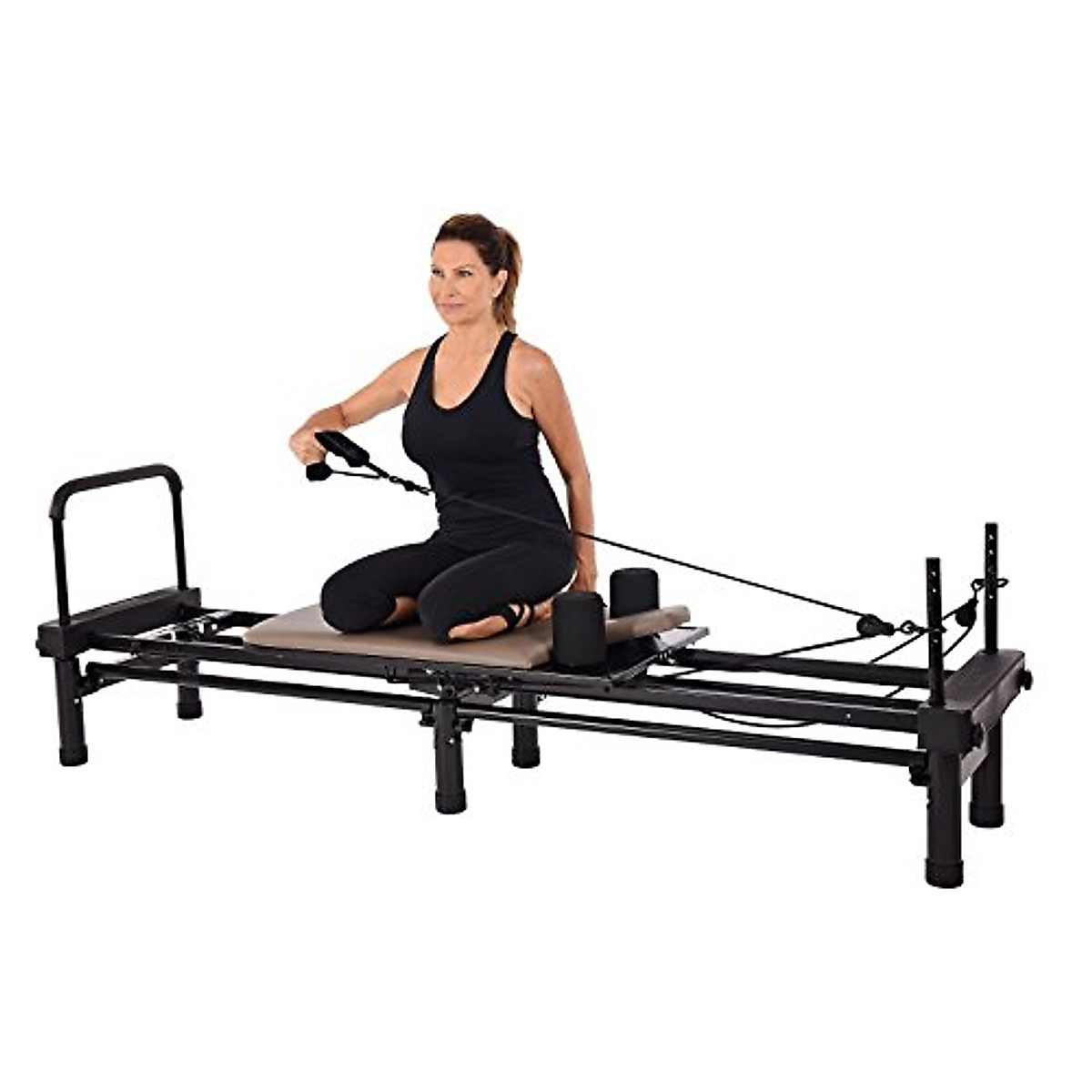 Stamina Products AeroPilates Reformer 651 Whole Body Resistance Workout Machine for Home Gym with 10 Inch Stand and Foldable Frame with Wheels