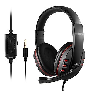 Docooler 3.5mm Wired Gaming Headphones Over Ear Game Headset Noise Canceling Earphone with Microphone, for PC Laptop PS4 Smart Phone