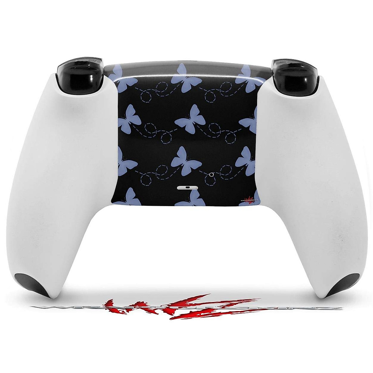 WraptorSkinz Skin Wrap compatible with Sony PS5 DualSense Controller Pastel Butterflies Blue on Black (CONTROLLER NOT INCLUDED)