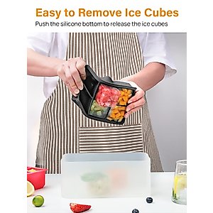 Kootek Ice Cube Trays with Lid (Set of 4), Silicone Large Square Ice Cube Maker Ice Cube Molds for Whiskey, Cocktails and Homemade Freezer