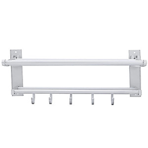 Double Layer Towel Rack, Bathroom Space Saving Towel Shelf, Wall Moted Towel Holder with Towel Hooks