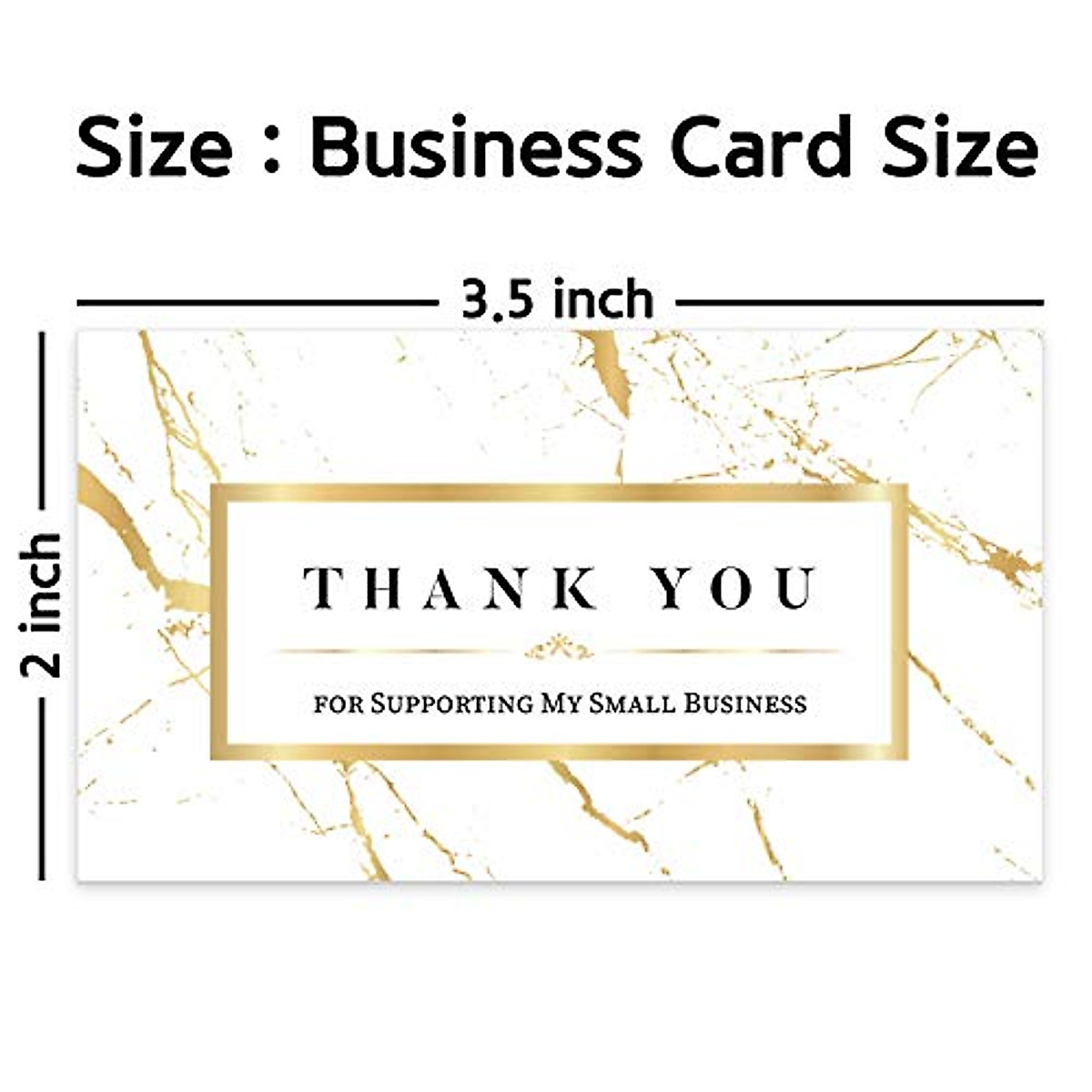 Modern 5th Thank You Cards Small Business – Thank You for Supporting My Small Business Thank You Cards – Gold Marble Matt Design – 3.5 x 2 Inches - 100 pcs – 300GSM Card Stock